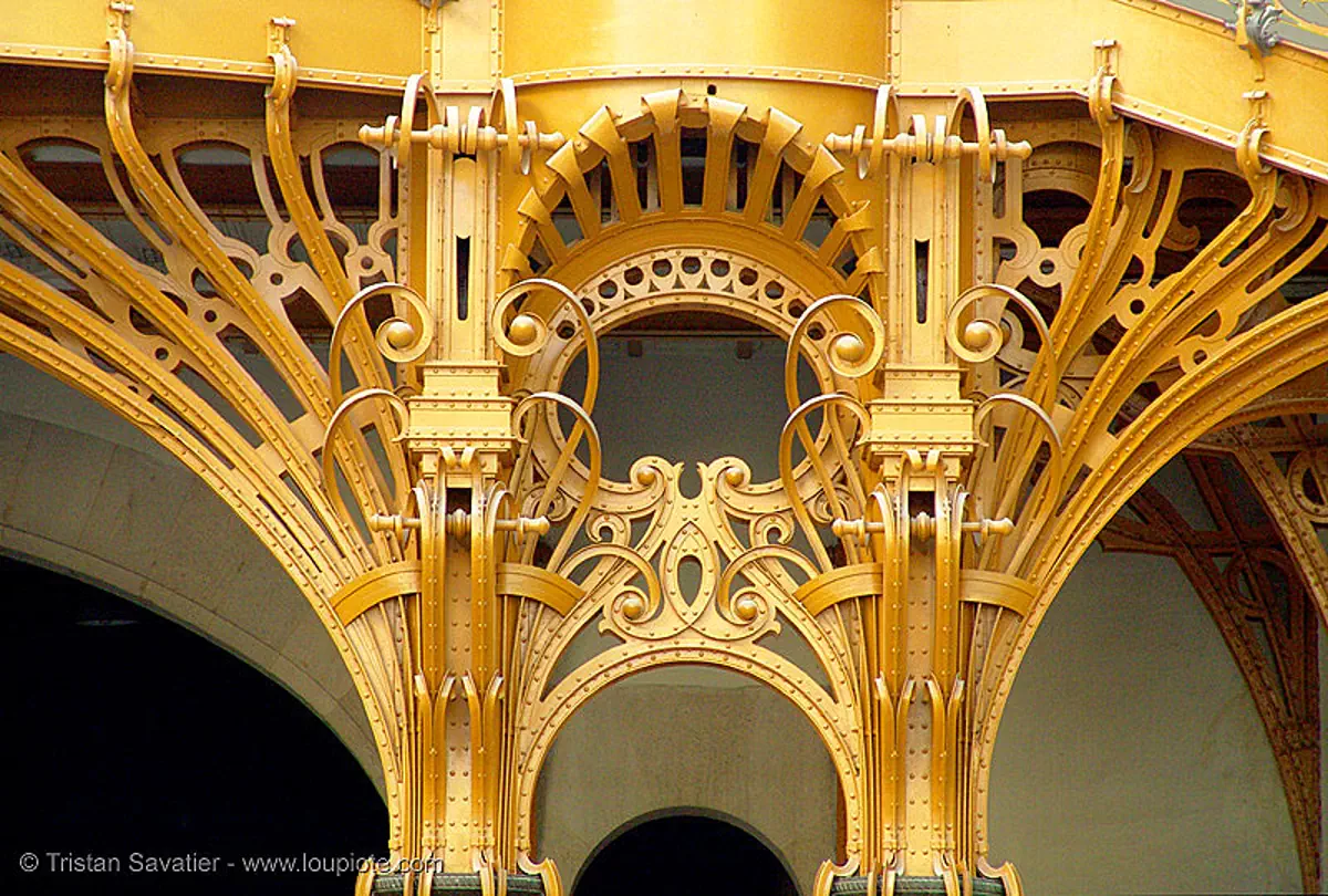 art nouveau ironwork in the grand palais, paris