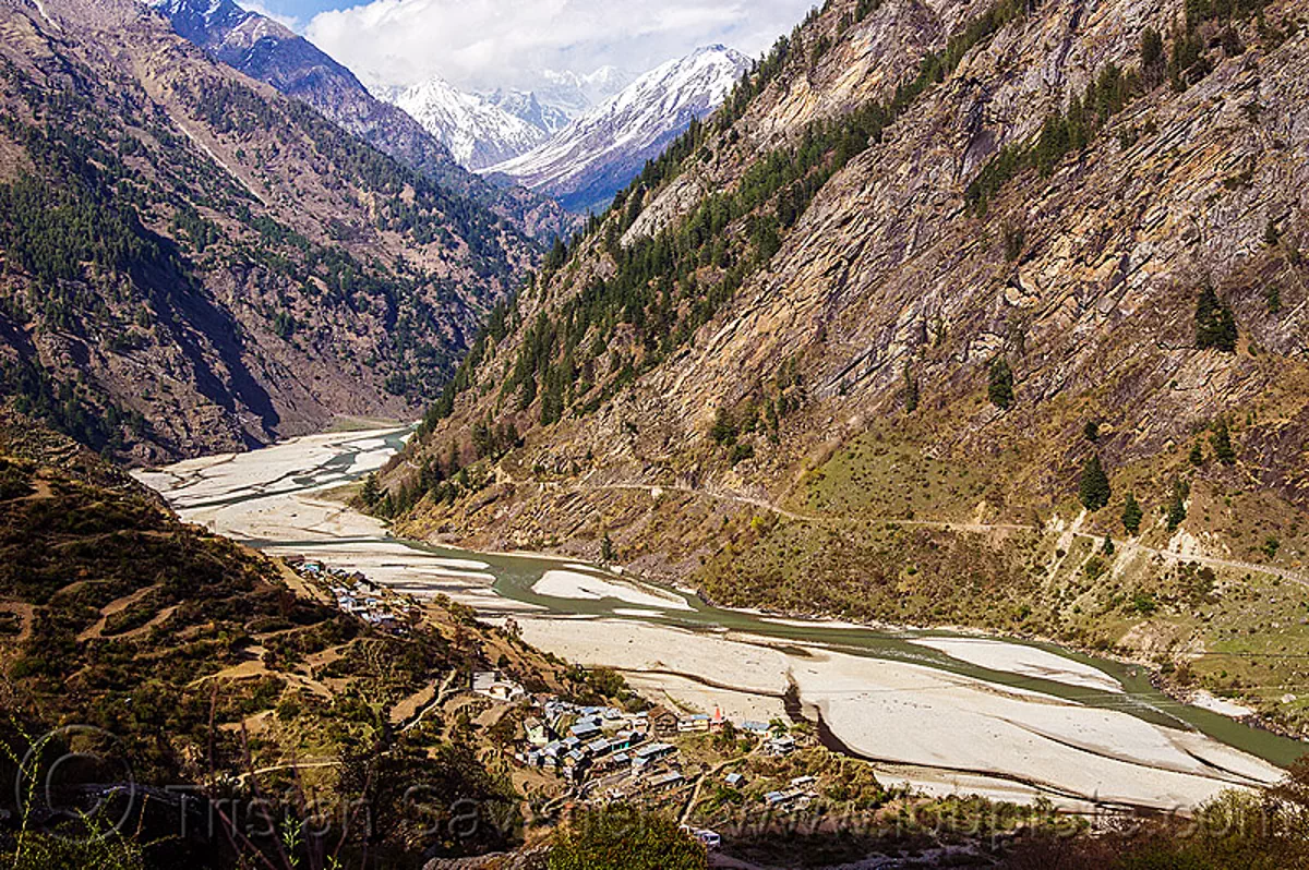bhagirathi river valley near sunagar, india