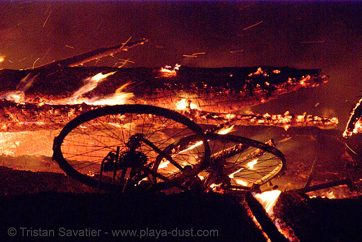 burning man, A bicycle in the fire