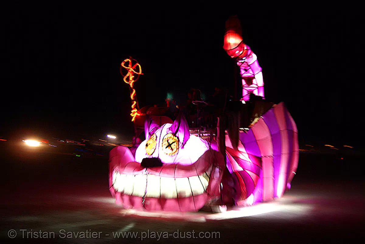 burning man, chesire cat