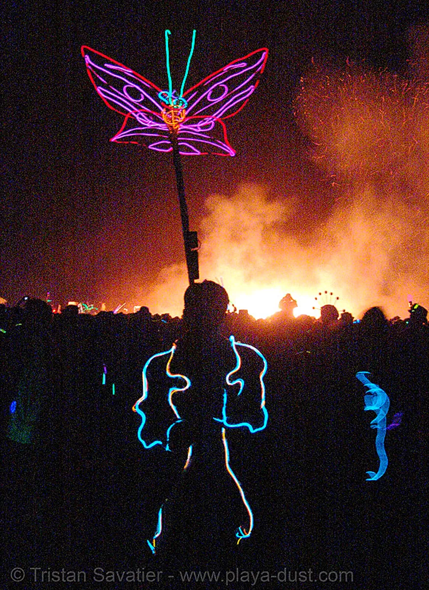 burning man, EL-wire butterfly