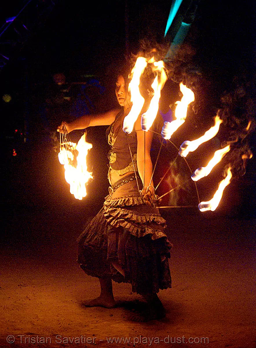 burning man, fire performer, fire fans