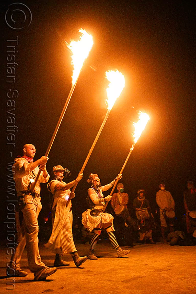 burning man, procession ceremonial flame, fire conclave