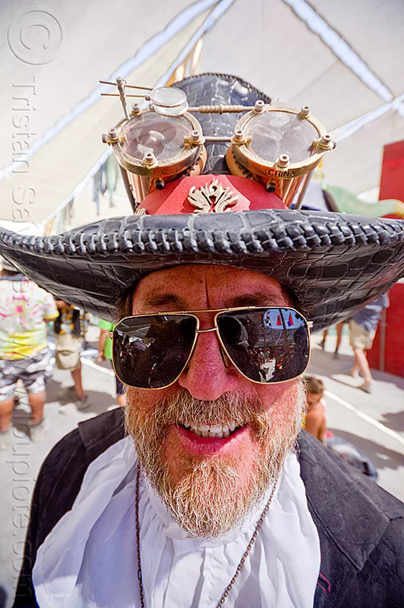 burning man, steampunk hat