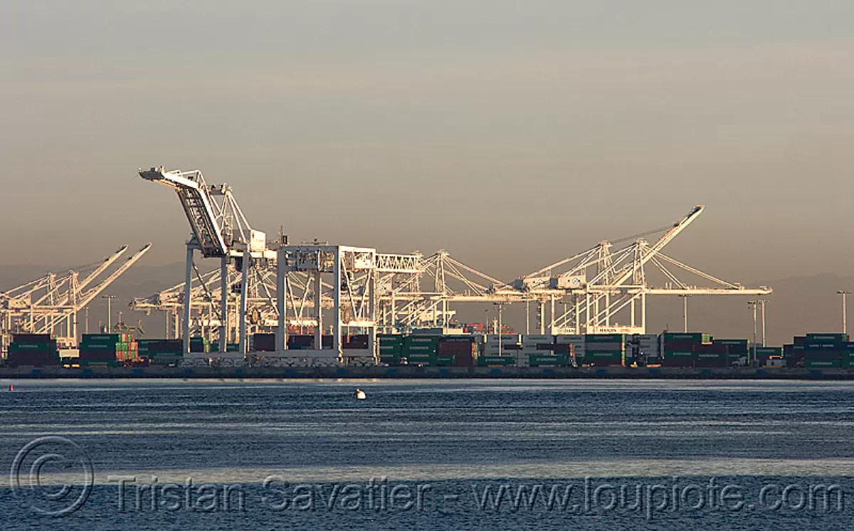 container cranes, oakland container terminal, california