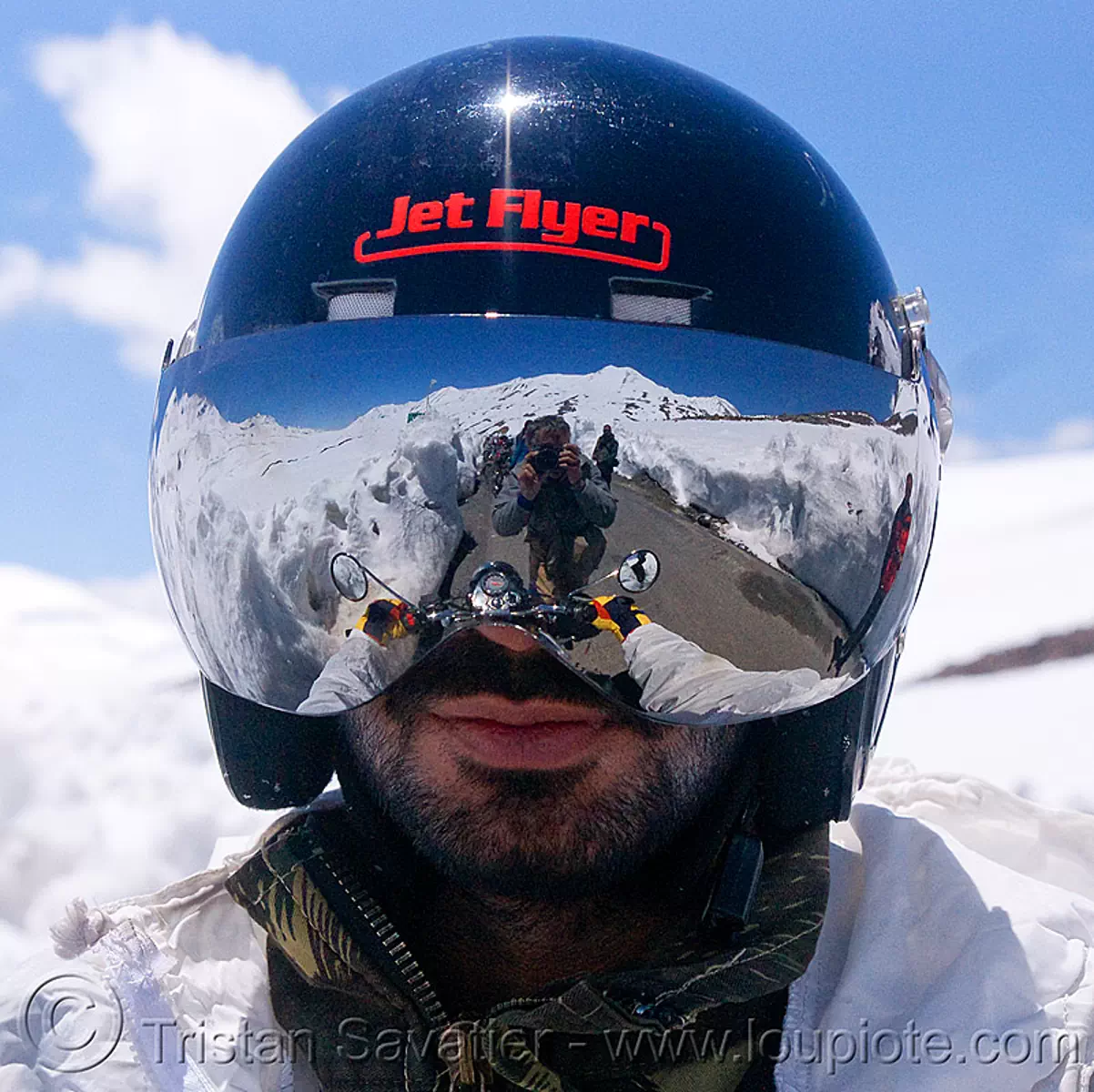 cool motorcycle helmet, himalaya, manali to leh road, india