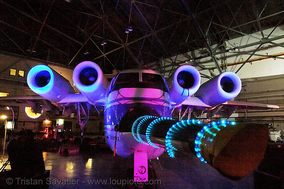 decommissioned plane in NASA hangar