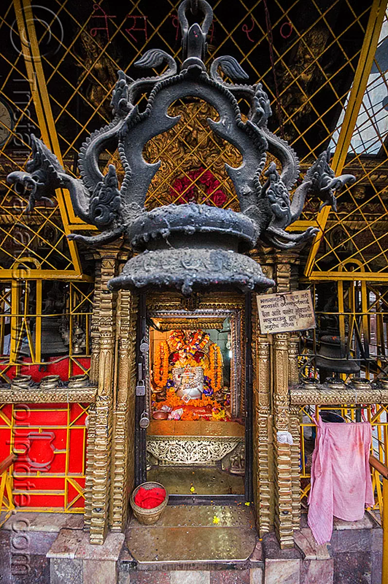 decorated door of the annapurna ajima temple, kathmandu, nepal ...