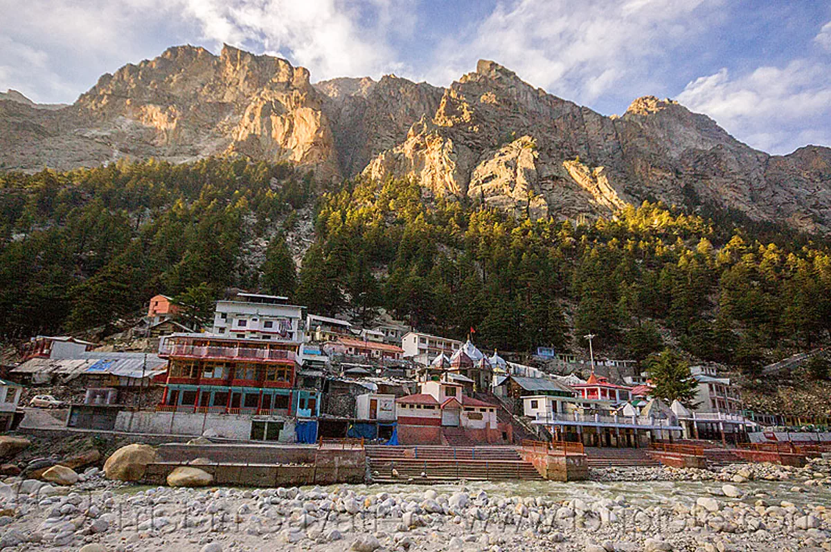 gangotri ghats on the bhagirathi river, india