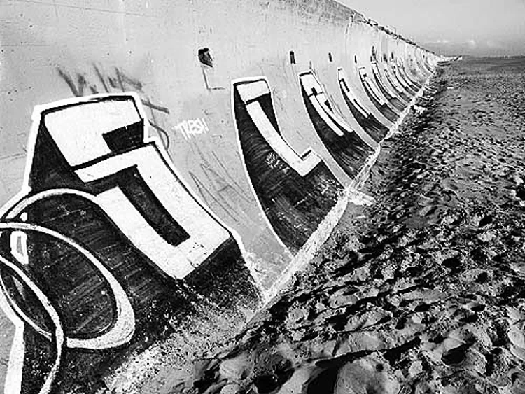 graffiti on the sea wall, ocean beach, san francisco