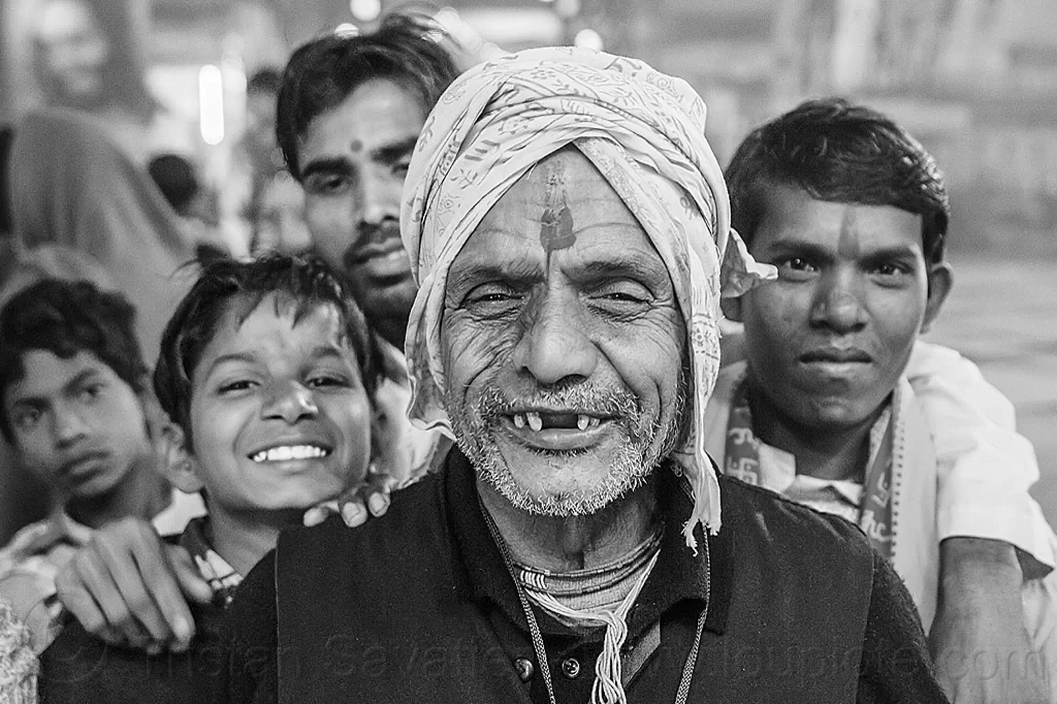 hindu grandfather and his grandson, india
