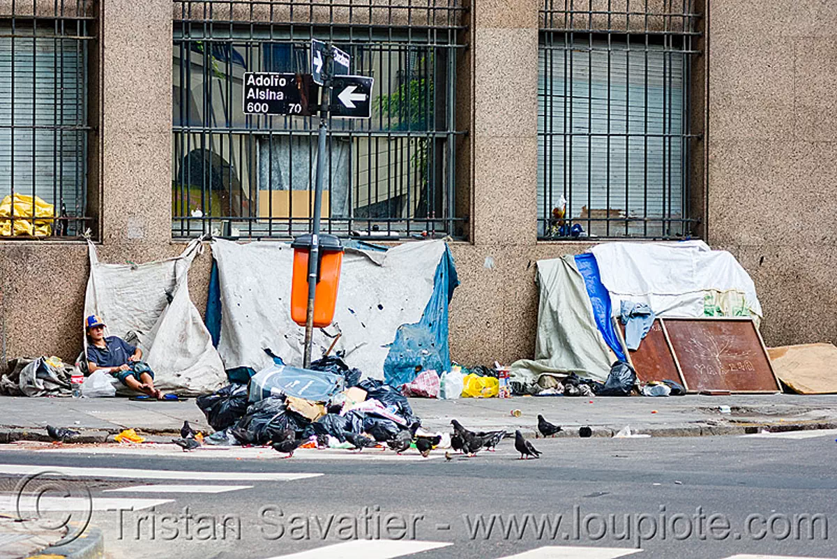 homeless camp in the street, buenos aires