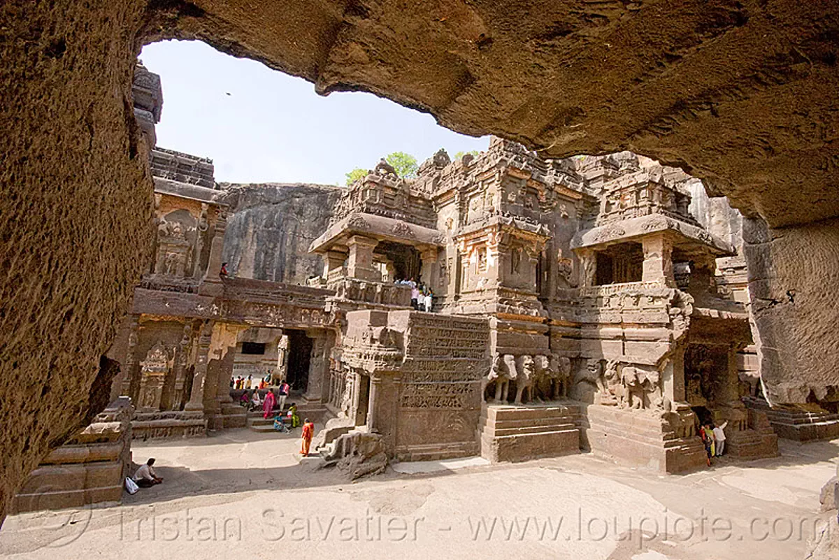 kailash temple, monolithic hindu temple, ellora caves, india