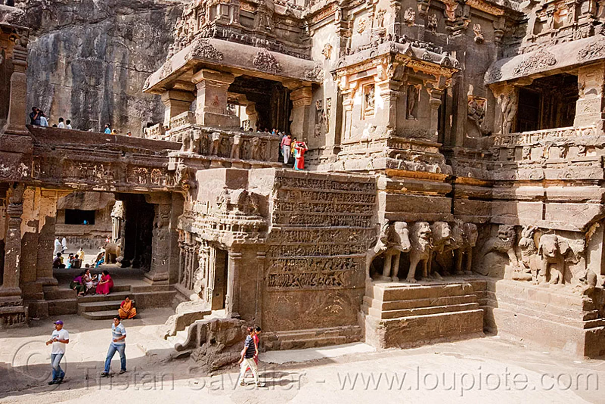 kailash temple, monolithic hindu temple, ellora caves, india