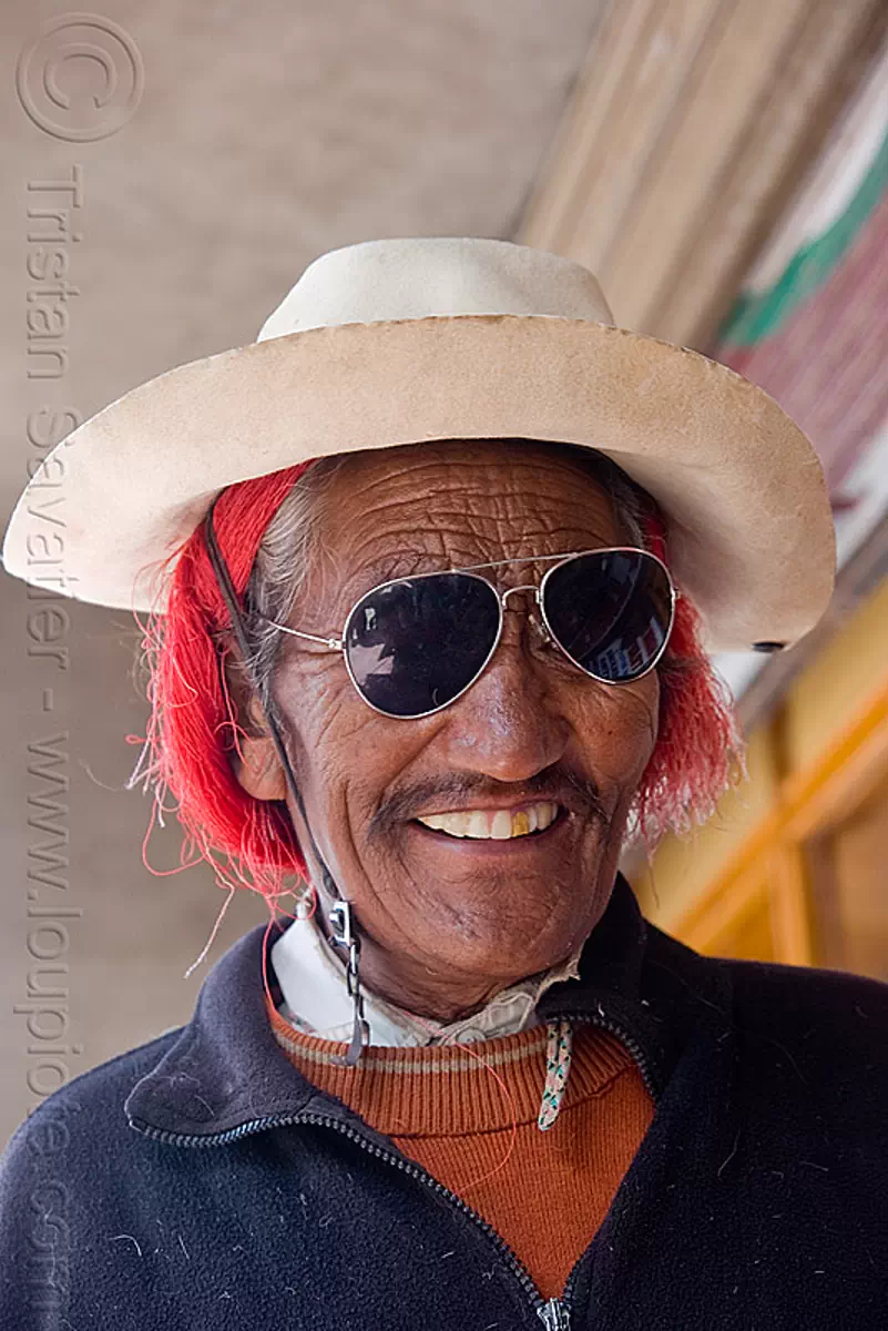 man with red hair and sunglasses, leh, india