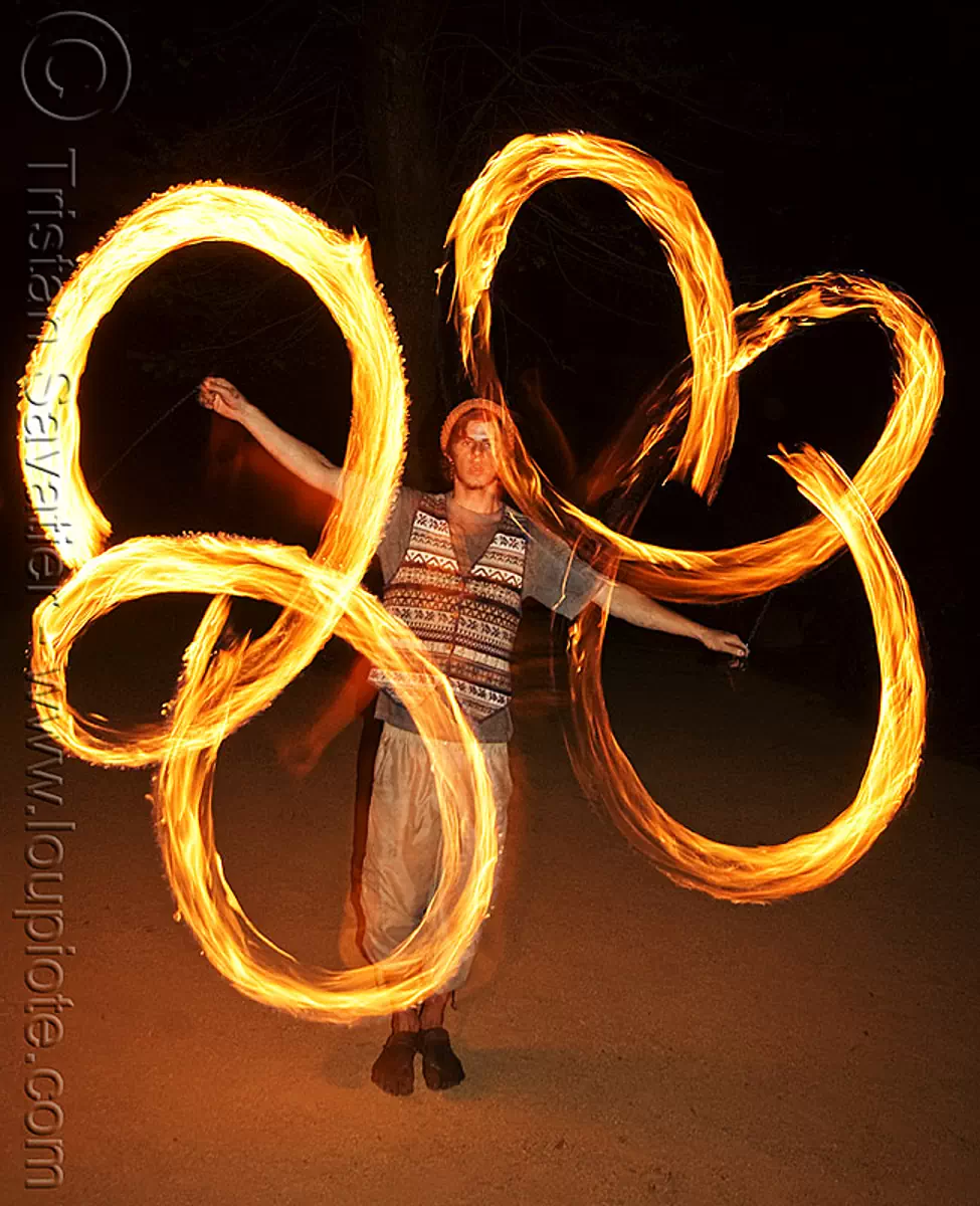 nicky evers spinning fire poi, san francisco