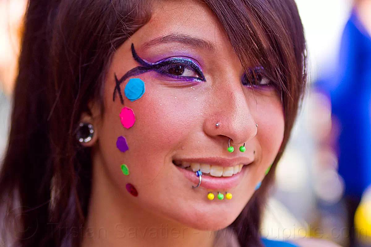nose and lip piercing