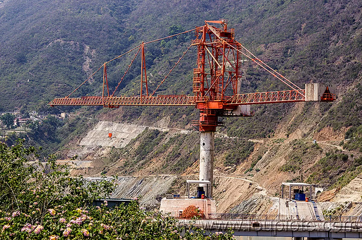 rotec tower-belt crane, shrinagar dam, india