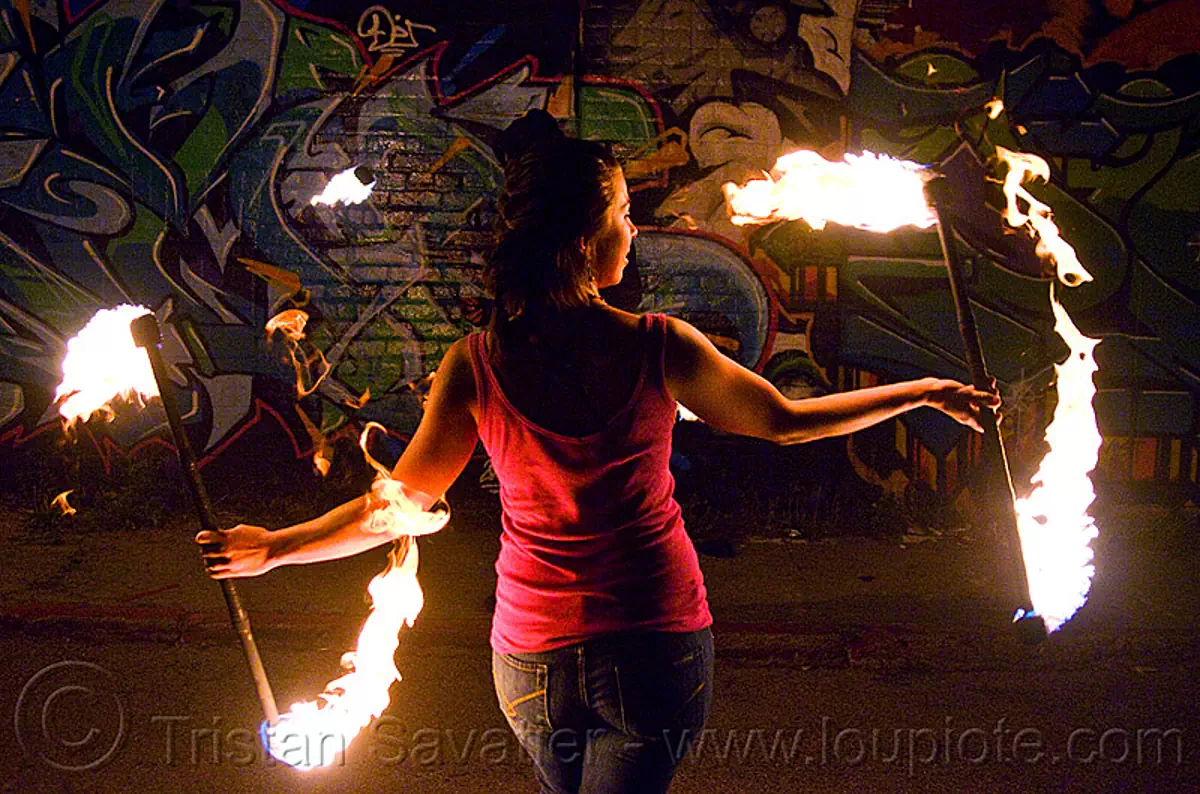 savanna spinning fire staffs