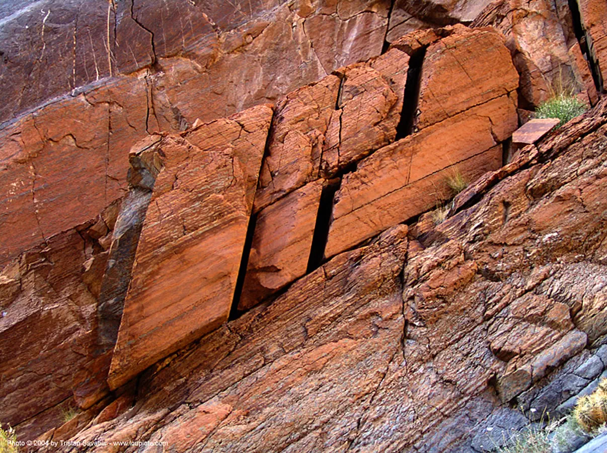 sliding red rock, fall canyon, death valley, california