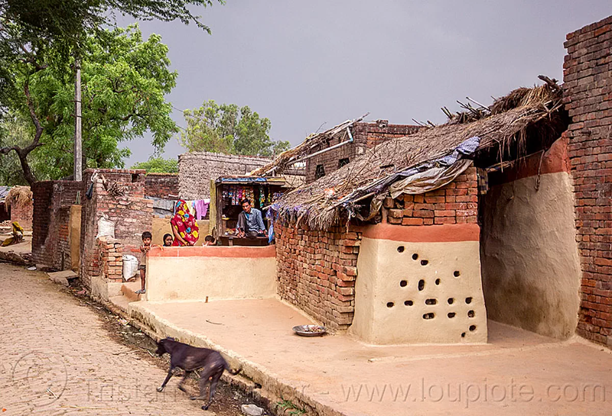 small structure of brick and adobe, india