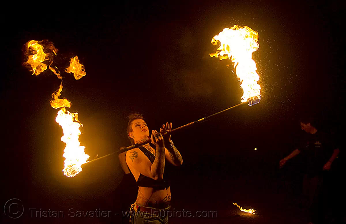 spinning fire staff (san francisco), leah
