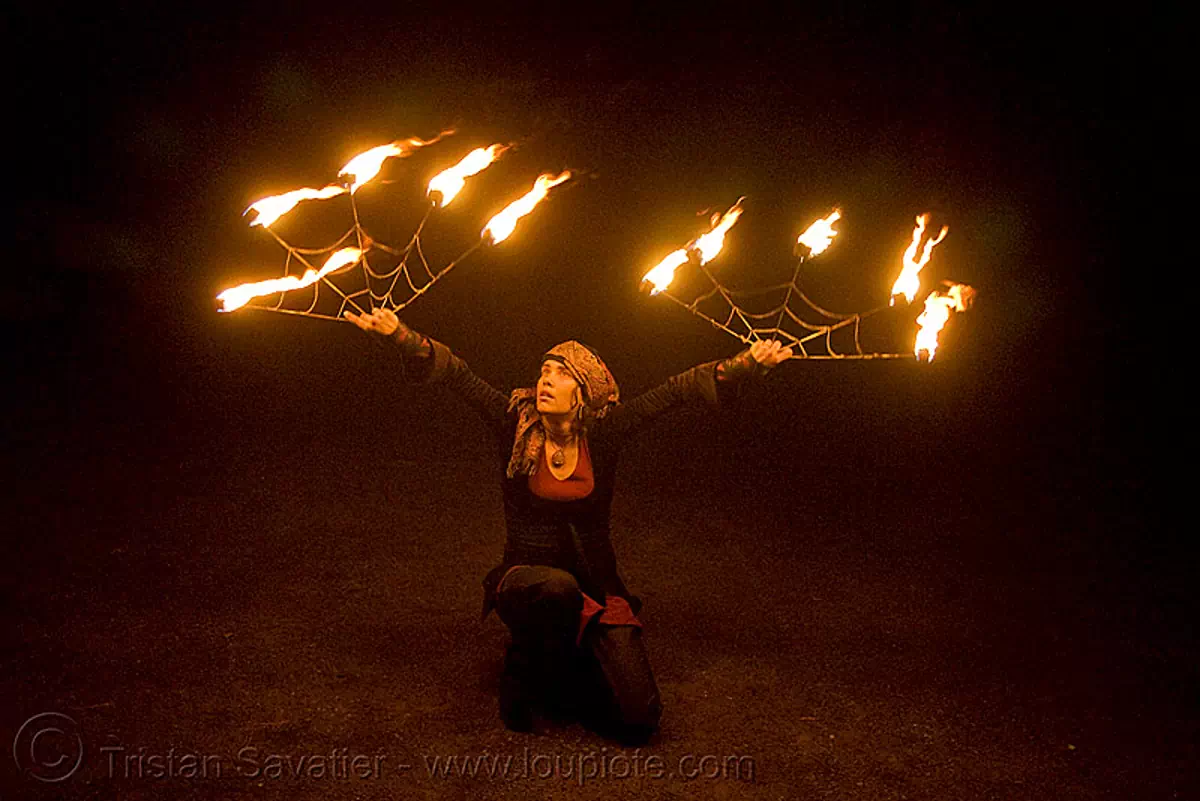 stasia with fire fans, san francisco