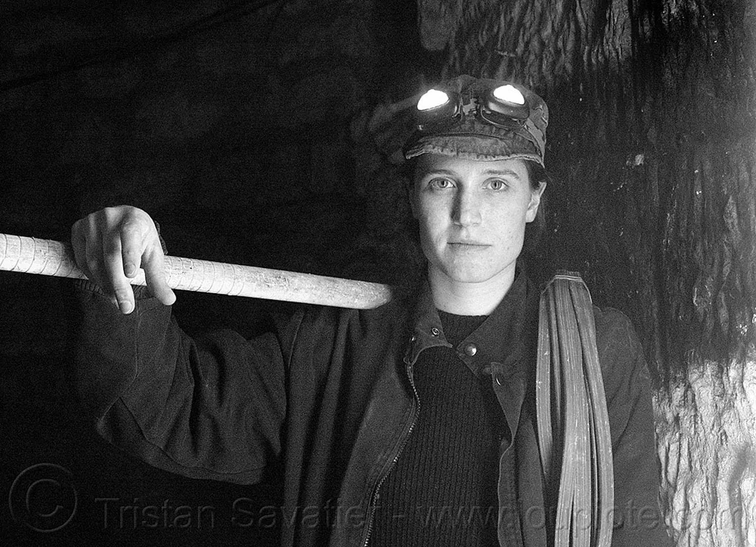 urban explorer with head lights, libby, urbex, paris