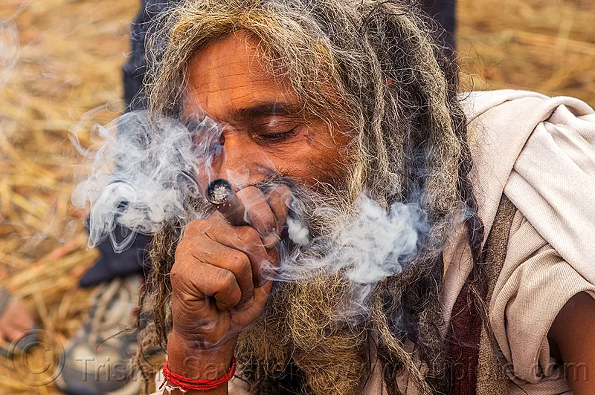 Sadhu Smoking Chillum