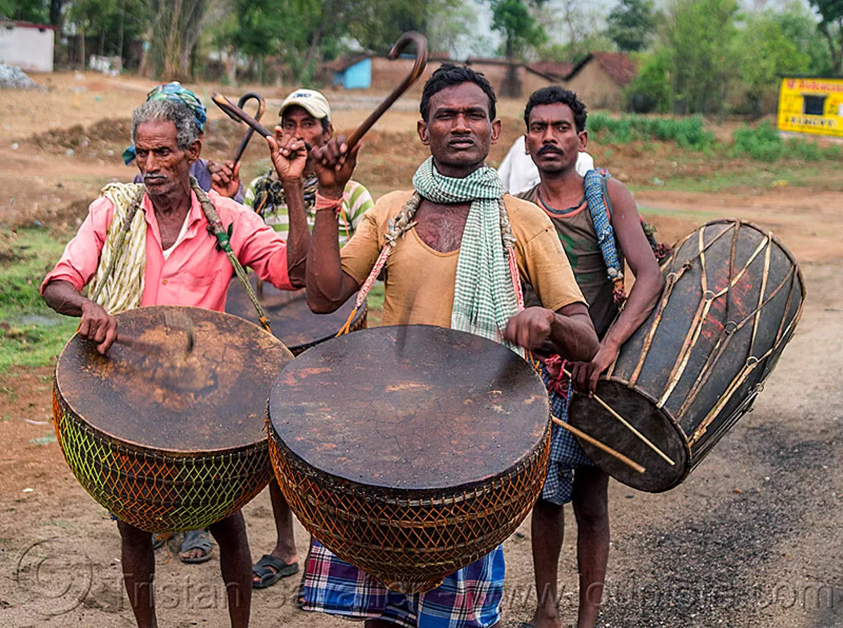 Indian Drummers Traditional South Indian Drummers Performing On
