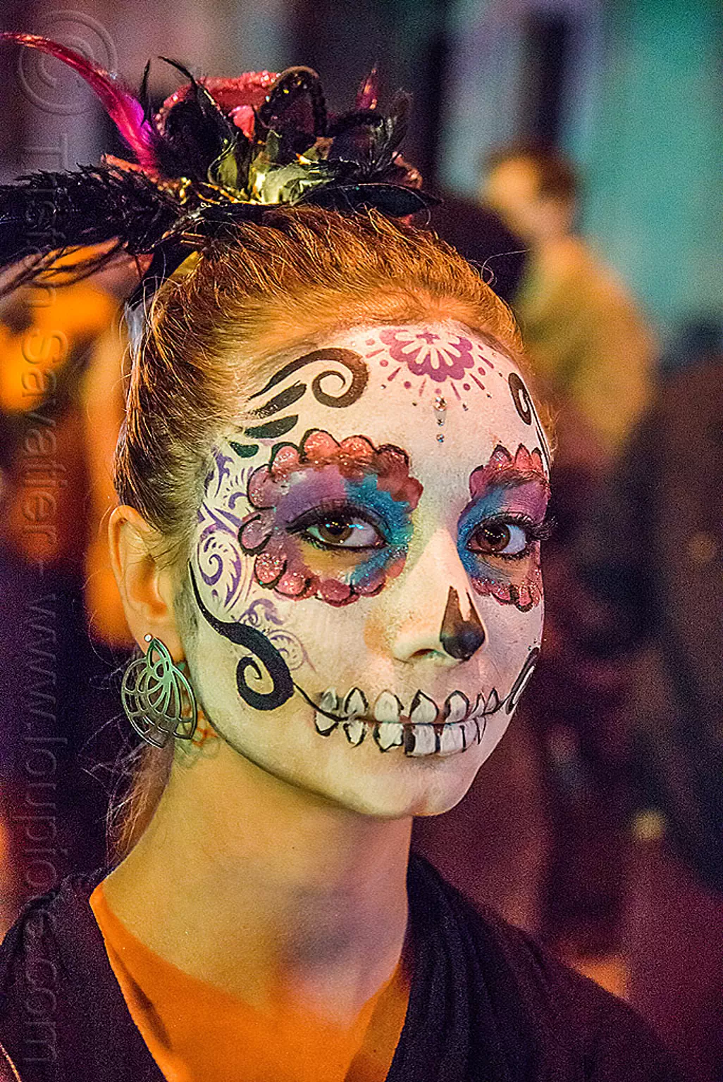 Woman with Sugar Skull Makeup Dia De Los Muertos