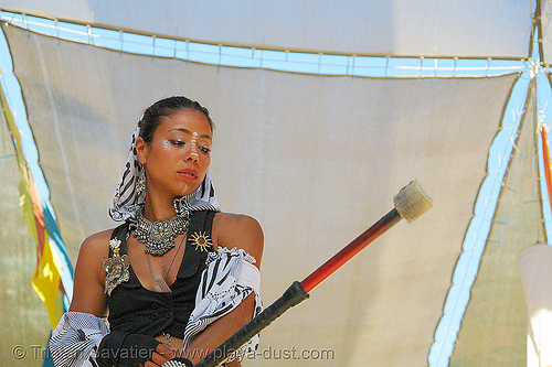 burning man, rainbow bunny