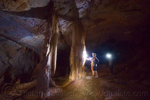 large cave formation columns, clearwater cave, mulu, borneo